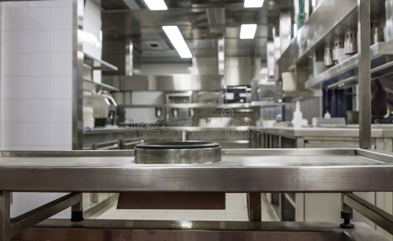 Professional Kitchen , View Counter in Steel . Bokeh . Stock Photo ...