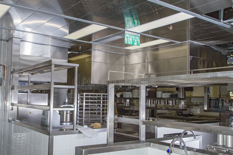 Professional Kitchen, View Counter in Steel Stock Photo - Image of ...