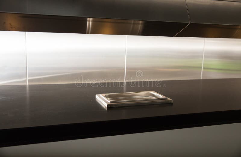 Professional Kitchen, View Counter in Steel Stock Photo - Image of home ...
