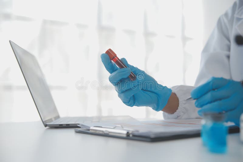 Professional Lab. Amazing Longhaired Medical Worker Wearing Uniform ...