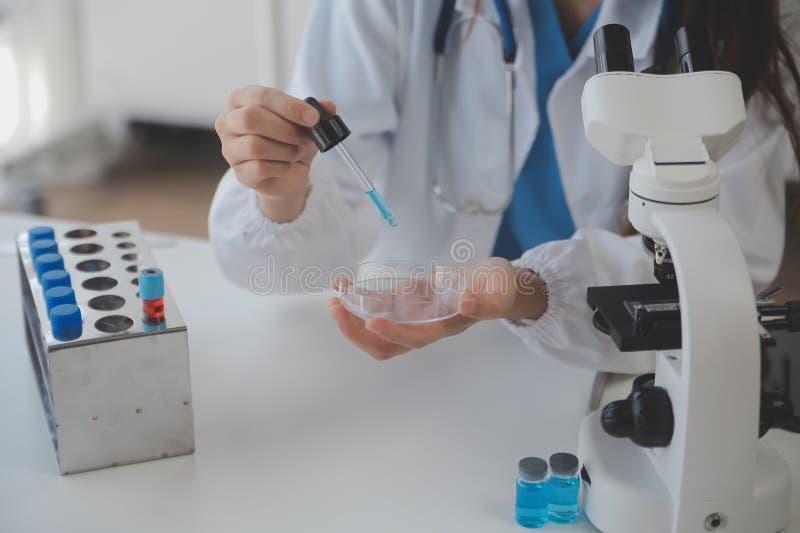 Professional Lab. Amazing Longhaired Medical Worker Wearing Uniform ...