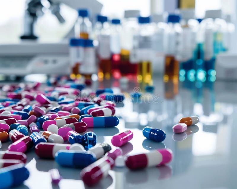 Professional Lab Conducting Pharmaceutical Advances Closeup on ...