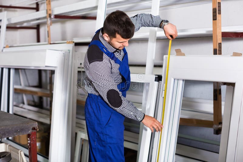 Professional Labour with Finished PVC Profiles and Windows at Factory ...