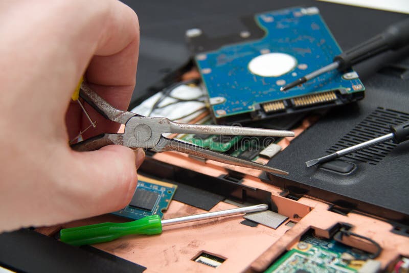 Laptop Half Disassembled. Repair Service Concept. Close Up Stock Photo ...