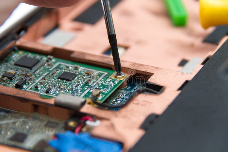 Laptop Disassembling in Repair Shop, Close-up Stock Image - Image of ...