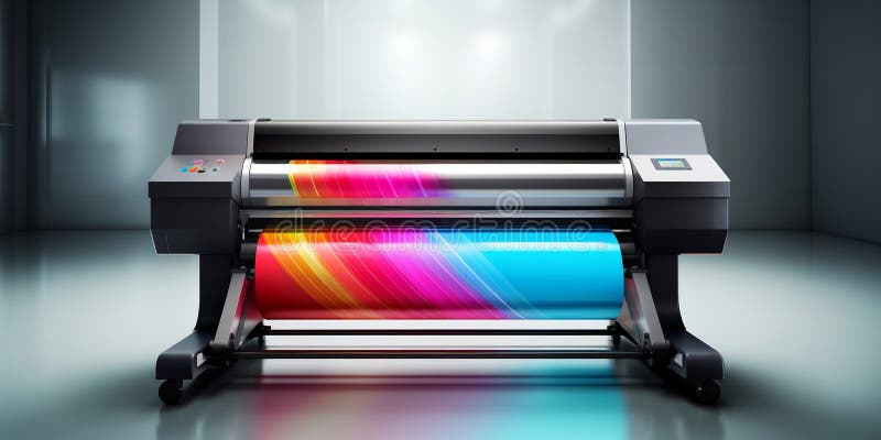 Professional Large Format Plotter Printer in Office. Generative Ai ...