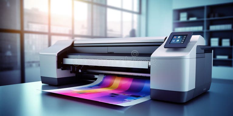 Professional Large Format Plotter Printer in Office. Generative Ai ...