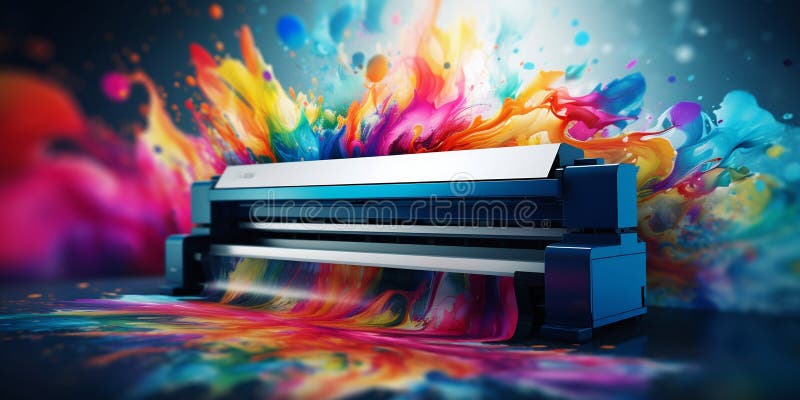 Professional Large Format Plotter Printer in Office. Generative Ai ...