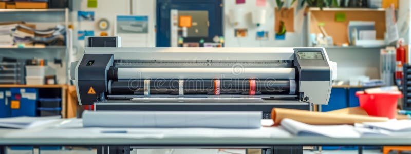 Professional Large Format Printer in Office Workspace Stock Photo ...