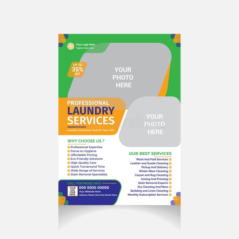 Professional Laundry Services Flyer Design Stock Vector - Illustration ...