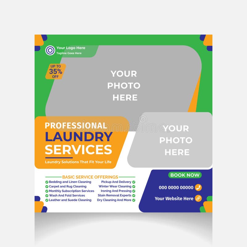 Professional Laundry Services Social Media Post Stock Vector ...