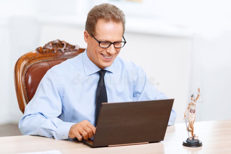 Professional Lawyer Working on Computer Stock Image - Image of ...
