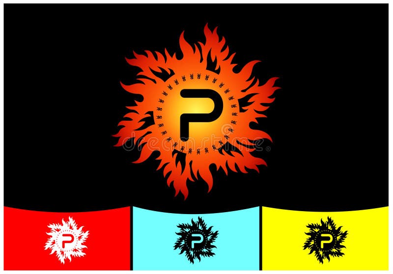 Fire P Letter Logo and Icon Design Template Stock Vector - Illustration ...