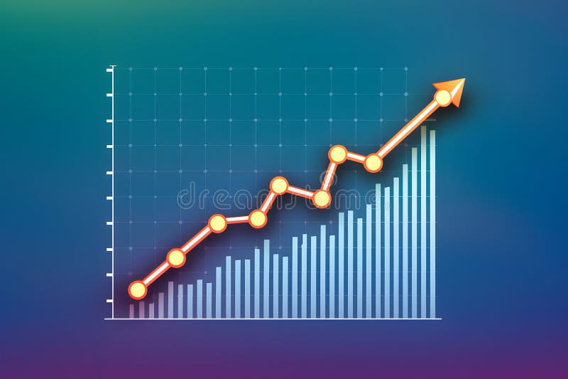 A Professional Line Graph on Gradient Blue Background Shows Rising ...