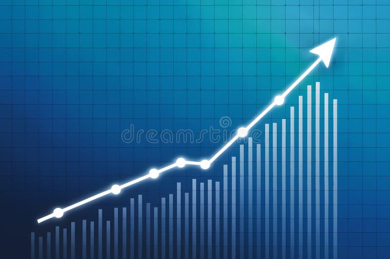 A Professional Line Graph on Gradient Blue Background Shows Rising ...