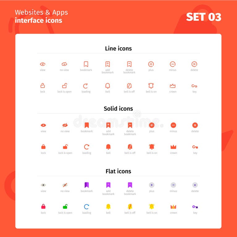 Icons for Website and Application Interface. Stock Illustration ...