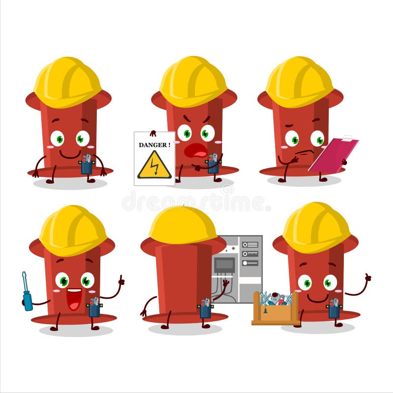 Professional Lineman Red Push Pin Cartoon Character with Tools Stock ...