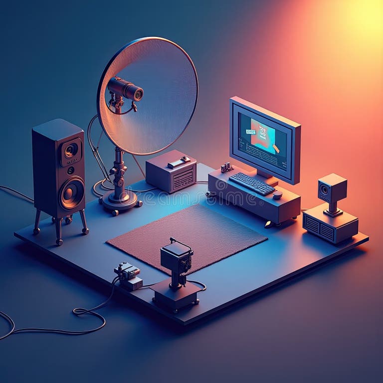 Professional Live Broadcast Studio Setup with Modern Technology Stock ...