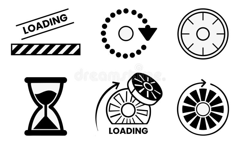 Set of Simple Black and White Loading Icons-a-professional-loading ...