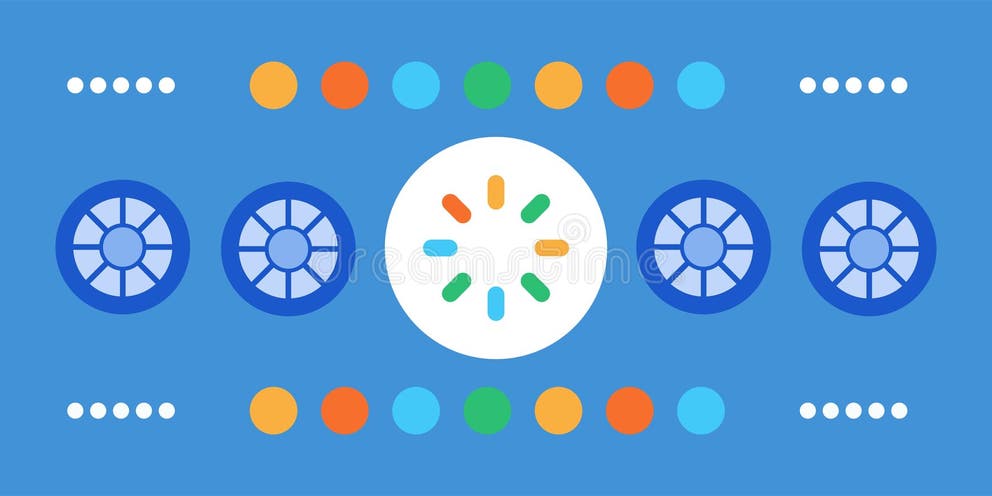 Colorful Loading Icon with Circular Elements on a Blue Background-a ...
