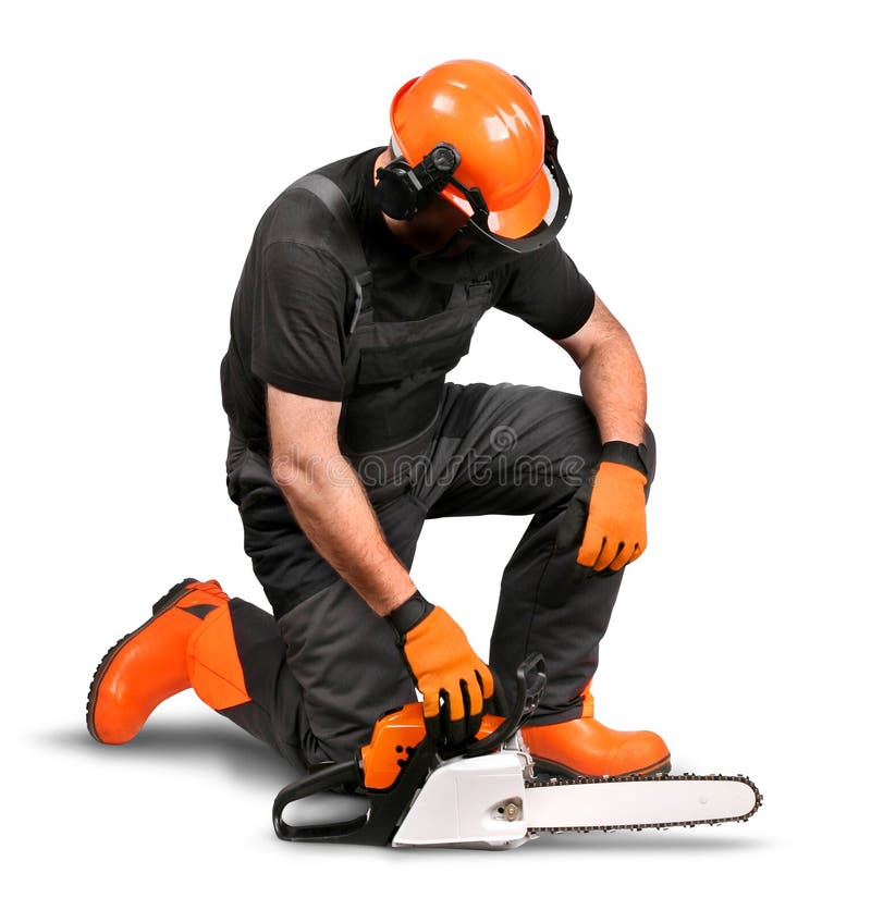 Professional Logger Resting Safety Gear Stock Photo - Image of ...