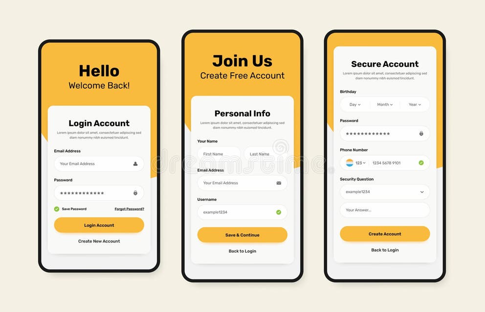 Professional Login, Signup and Account Registration Form Mobile App ...