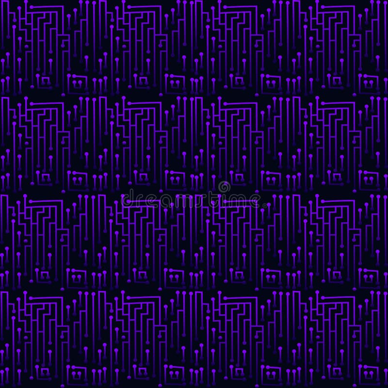 Scheme of Digital Purple Lines on a Black Background. Design Suitable ...