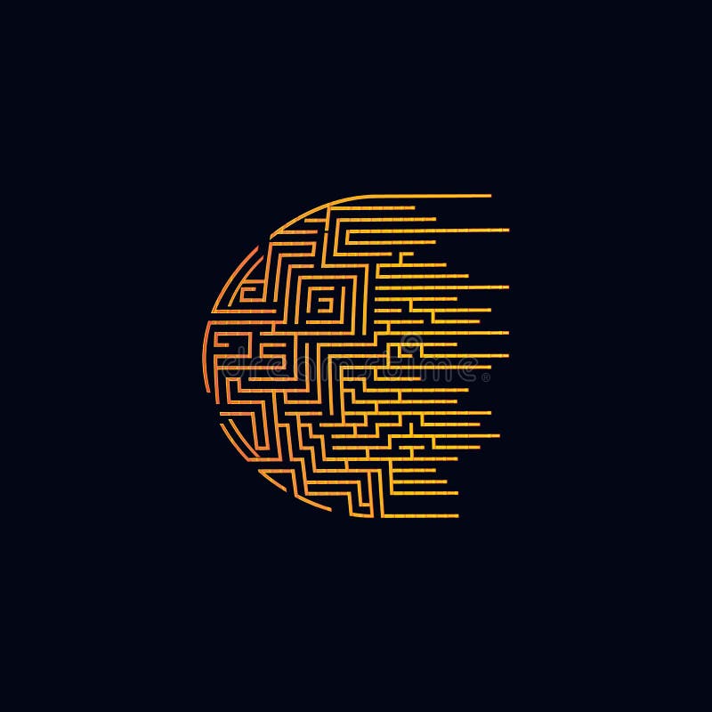A Diagram of Digital Yellow-orange Lines on a Black Background. the ...