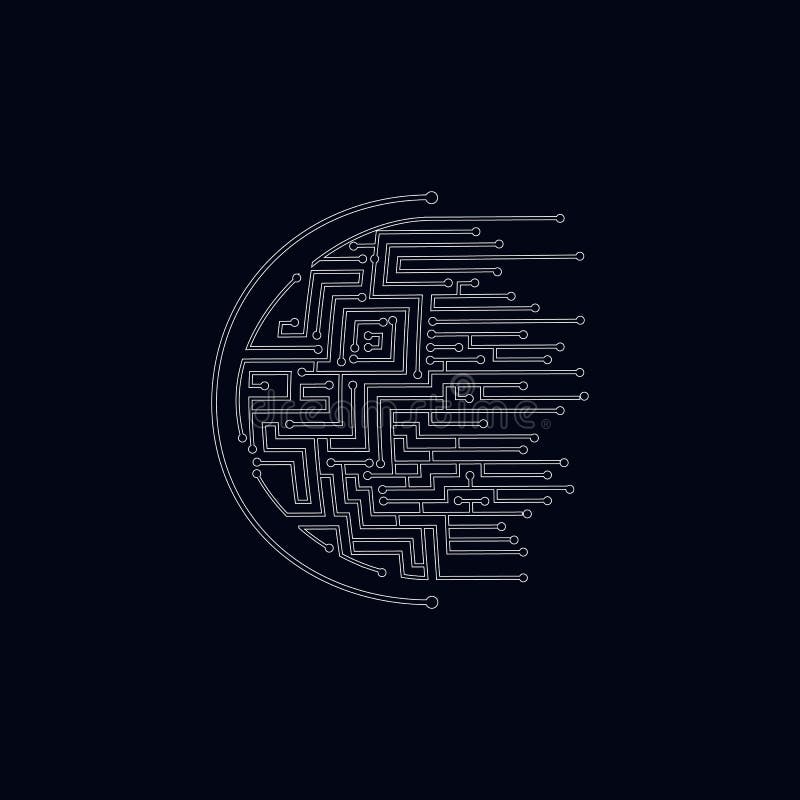 Outline Scheme of Digital Lines on a Black Background. Design Suitable ...