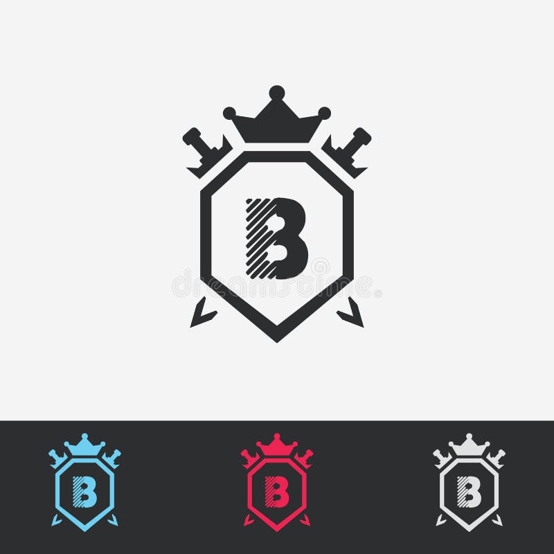Letter B Shield, Sword, Crown -Abstract Logo - Vector Design Stock ...