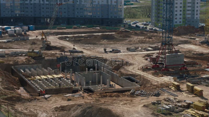 Professional Machines Work on Building Foundation Pit Stock Video ...