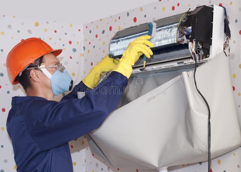 Professional Maintenance of Air Conditioners Stock Photo - Image of ...