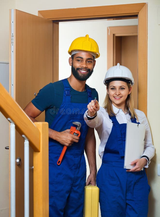 Professional Maintenance Smiling Crew of Two Stock Image - Image of ...
