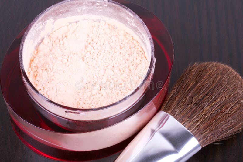 Professional Make-up Brush and Box with Powder Stock Photo - Image of ...