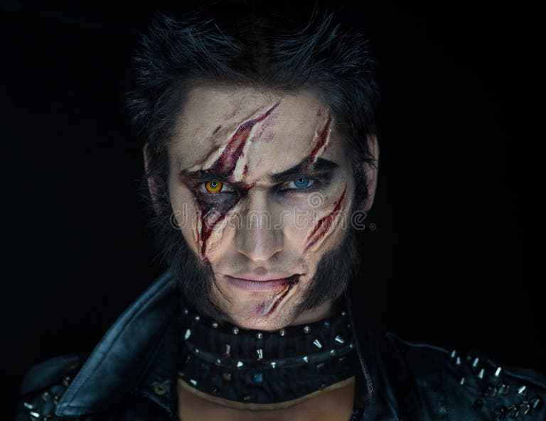 Professional Make-up Werewolf Wolverine Stock Image - Image of close ...