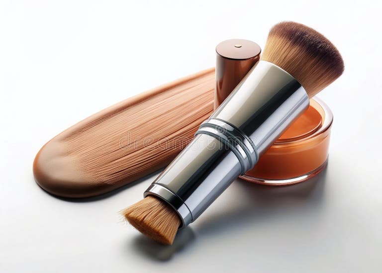 Professional Makeup Application Flat Makeup Brush and Liquid Foundation ...