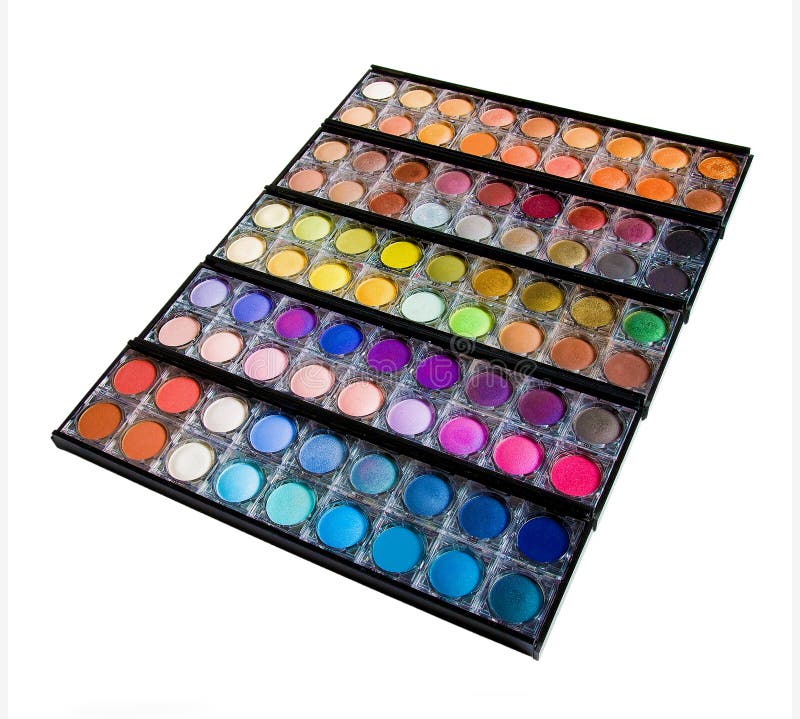 Makeup Palette and Crushed Eyeshadow Stock Image - Image of blue ...