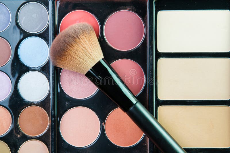 Professional Makeup Palette with Makeup Brush. Stock Photo - Image of ...