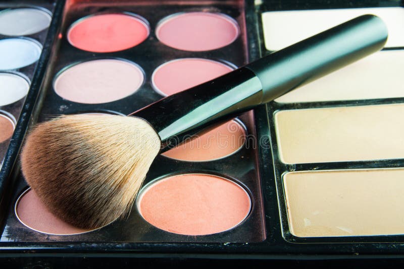 Professional Makeup Palette with Makeup Brush. Stock Image - Image of ...