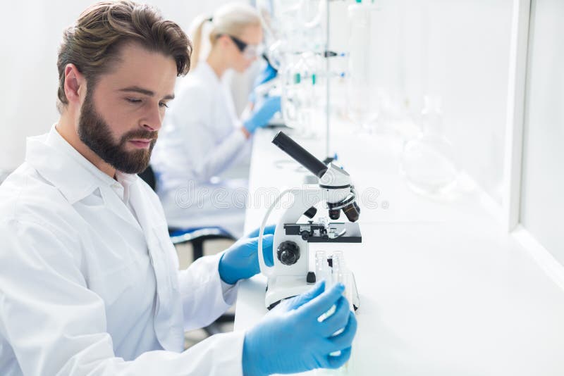 Professional Male Biologist Focusing on His Work Stock Photo - Image of ...