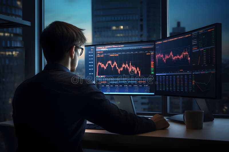 Professional Male Crypto and Stock Trader Analyzing Market Charts on ...