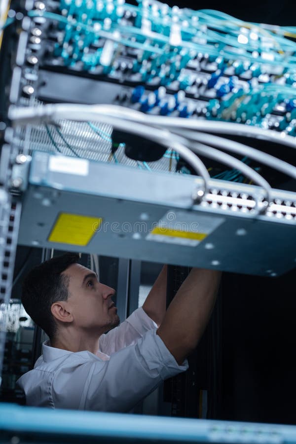 Professional Male Engineer Checking the Internet Connection Stock Image ...