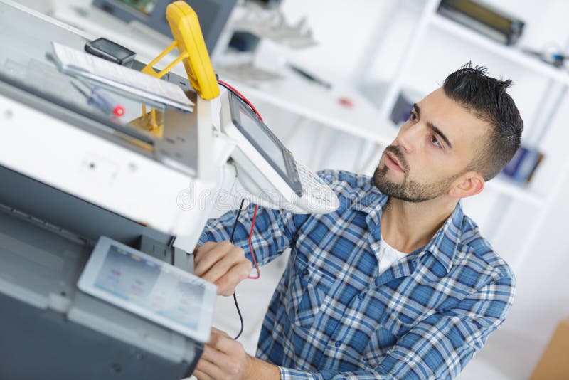Professional Male Engineer Working with 3d Details Stock Image - Image ...