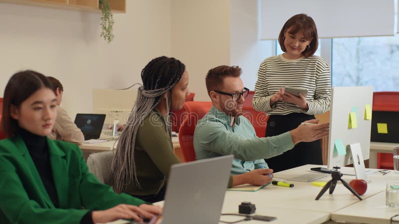 Professional Male Mentor or Executive Manager Boss Teaching Female ...