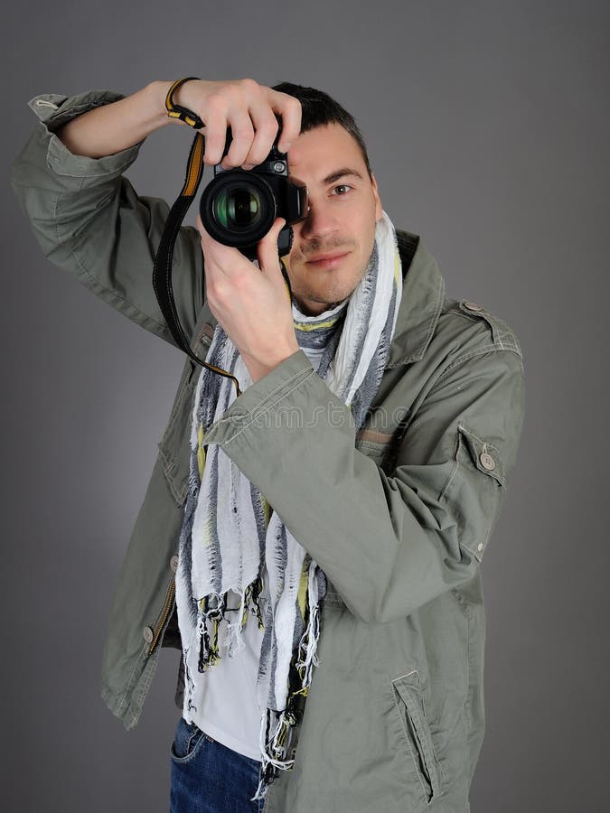Professional Male Photographer Taking Picture Stock Photo - Image of ...