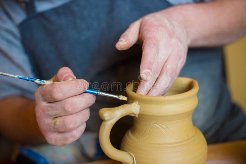 Professional Male Potter Working in Workshop, Studio Stock Image ...