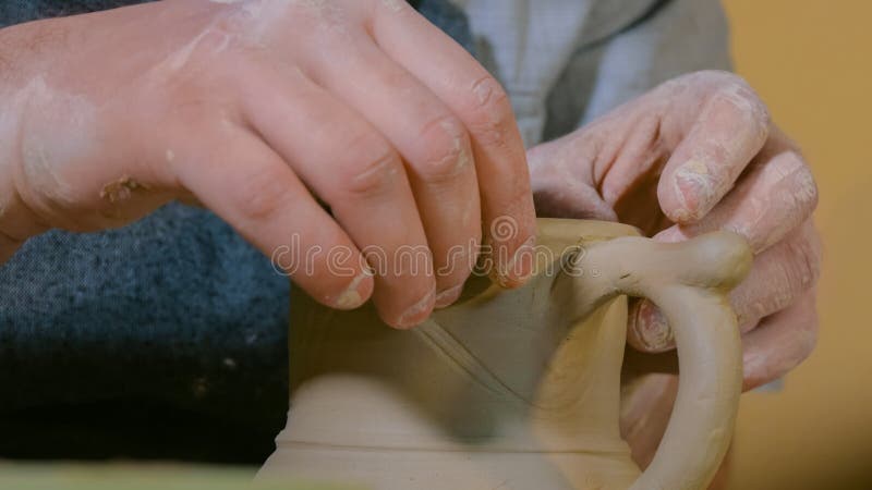 Professional Male Potter Working in Workshop, Studio Stock Photo ...