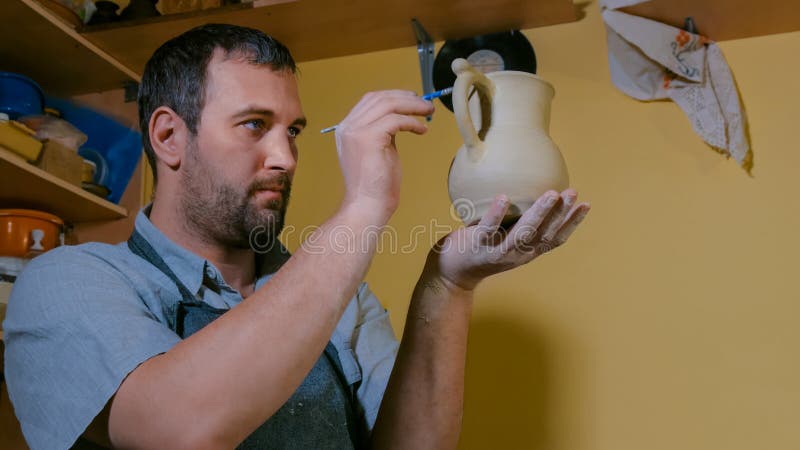 Professional Male Potter Working in Workshop, Studio Stock Image ...