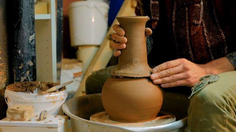 Professional Male Potter Working in Workshop, Studio Stock Photo ...