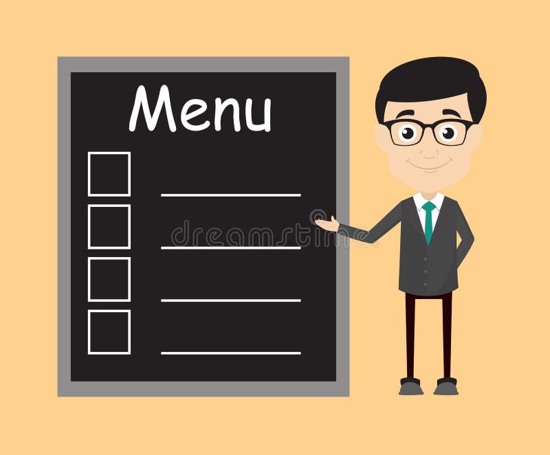 Professional Male - Presenting Menu List Stock Vector - Illustration of ...